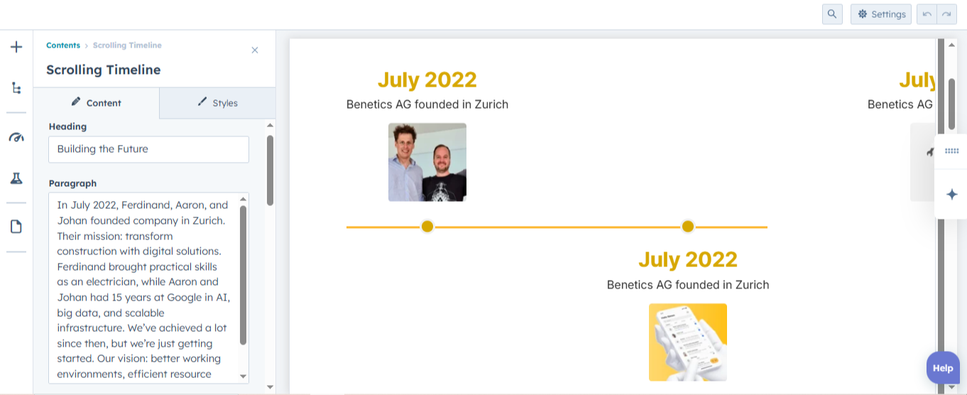 Scrolling Timeline Module by Growth Natives